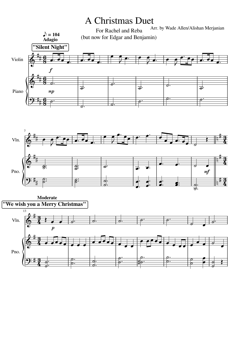 A_Christmas_Duet_Easy (1).mscz Sheet Music for Piano, Violin (Mixed ...