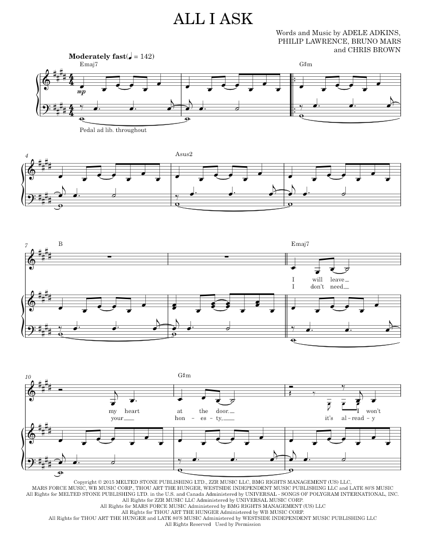 all i ask Sheet music for Piano, Vocals by Adele Official | MuseScore.com