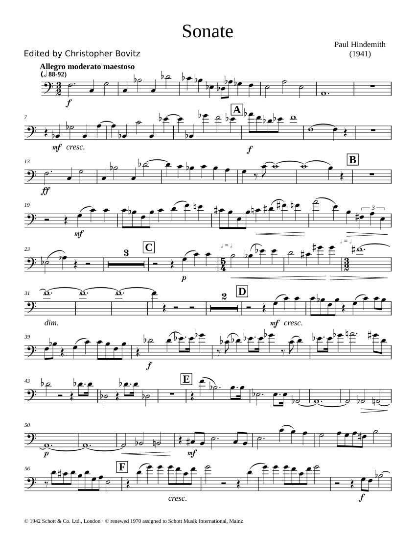 Sonate – Paul Hindemith Sheet music for Trombone (Solo) | Musescore.com