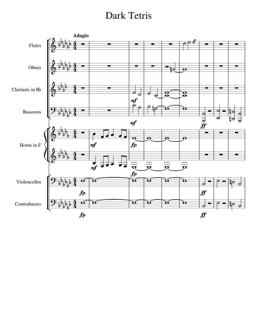 Dark Tetris Sheet music for Flute, Oboe, Clarinet in b-flat, Bassoon ...