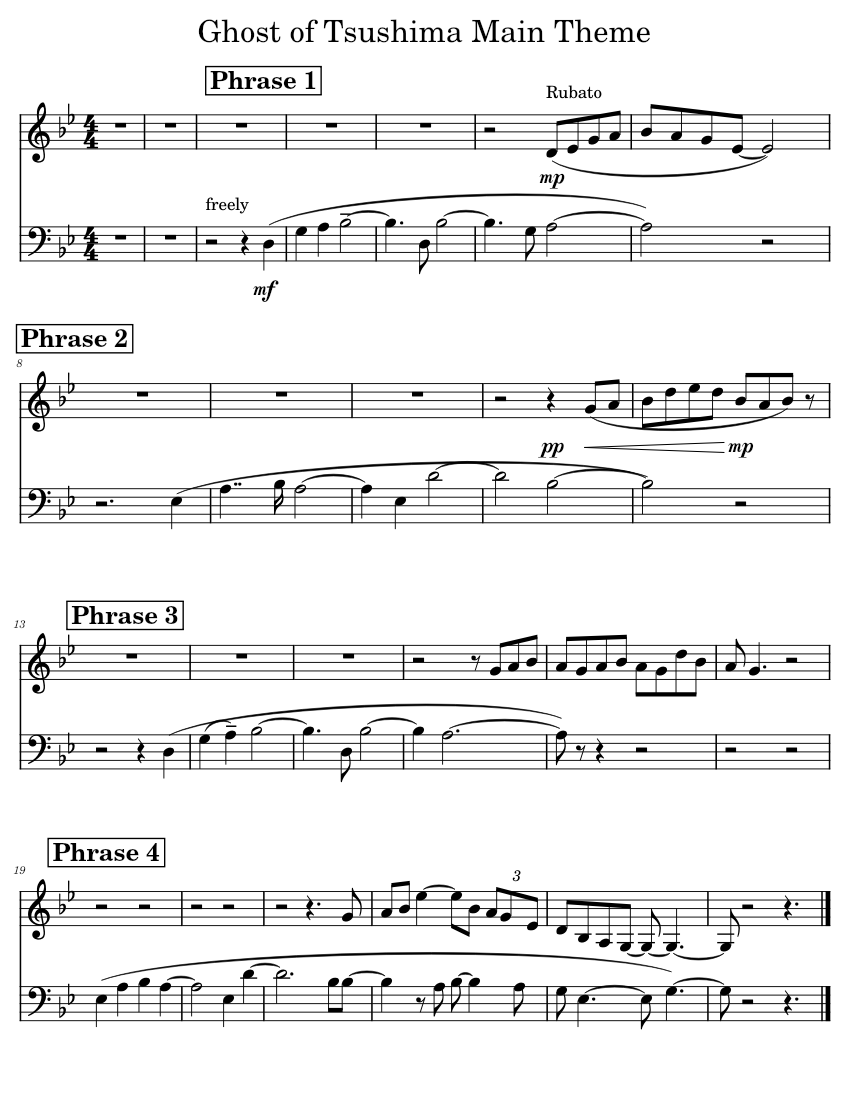 The Way of the Ghost p1-4 - Ghost of Tsushima - YWCM Sheet Music for ...