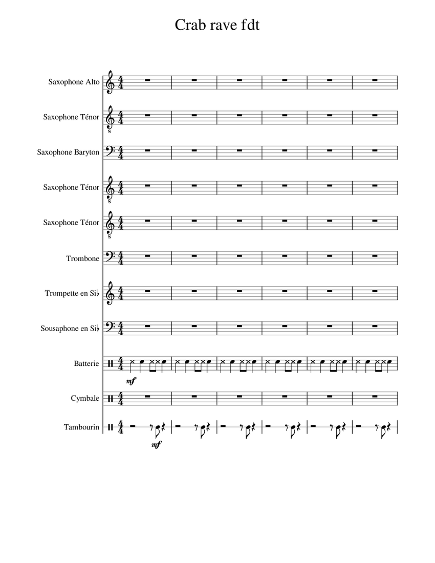 Crab rave Sheet music for Trumpet (In B Flat), Trombone, Drum Group ...