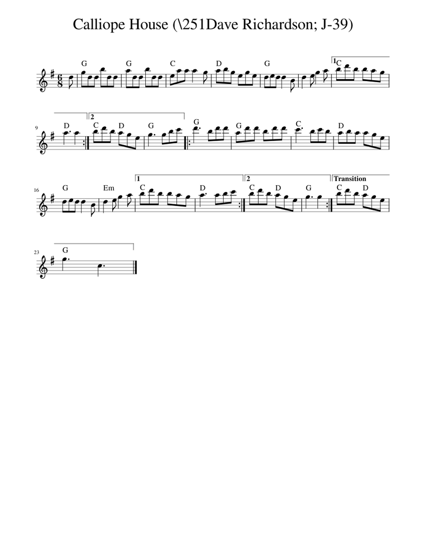 Calliope House (\251Dave Richardson; J-39) Sheet music for Piano (Solo ...