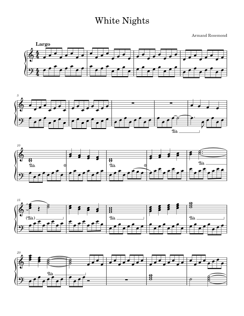 White Nights Sheet Music for Piano (Solo) | MuseScore.com