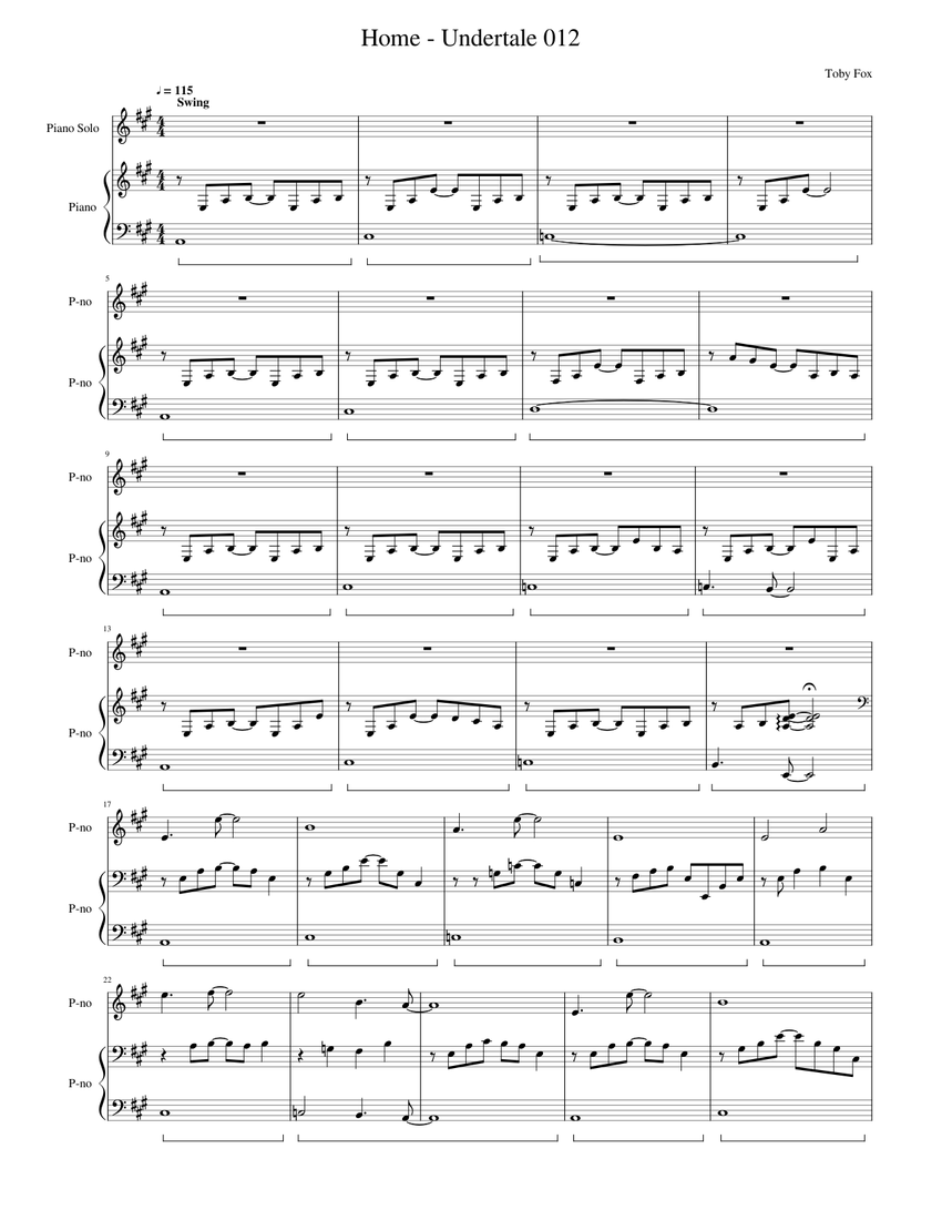 Home - Undertale 012 Sheet music for Piano (Solo) | Musescore.com