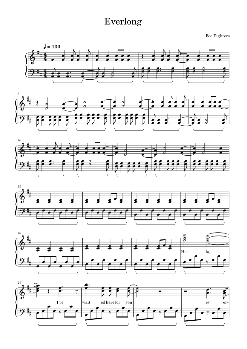 Everlong – Foo Fighters Sheet music for Piano (Solo) | Musescore.com