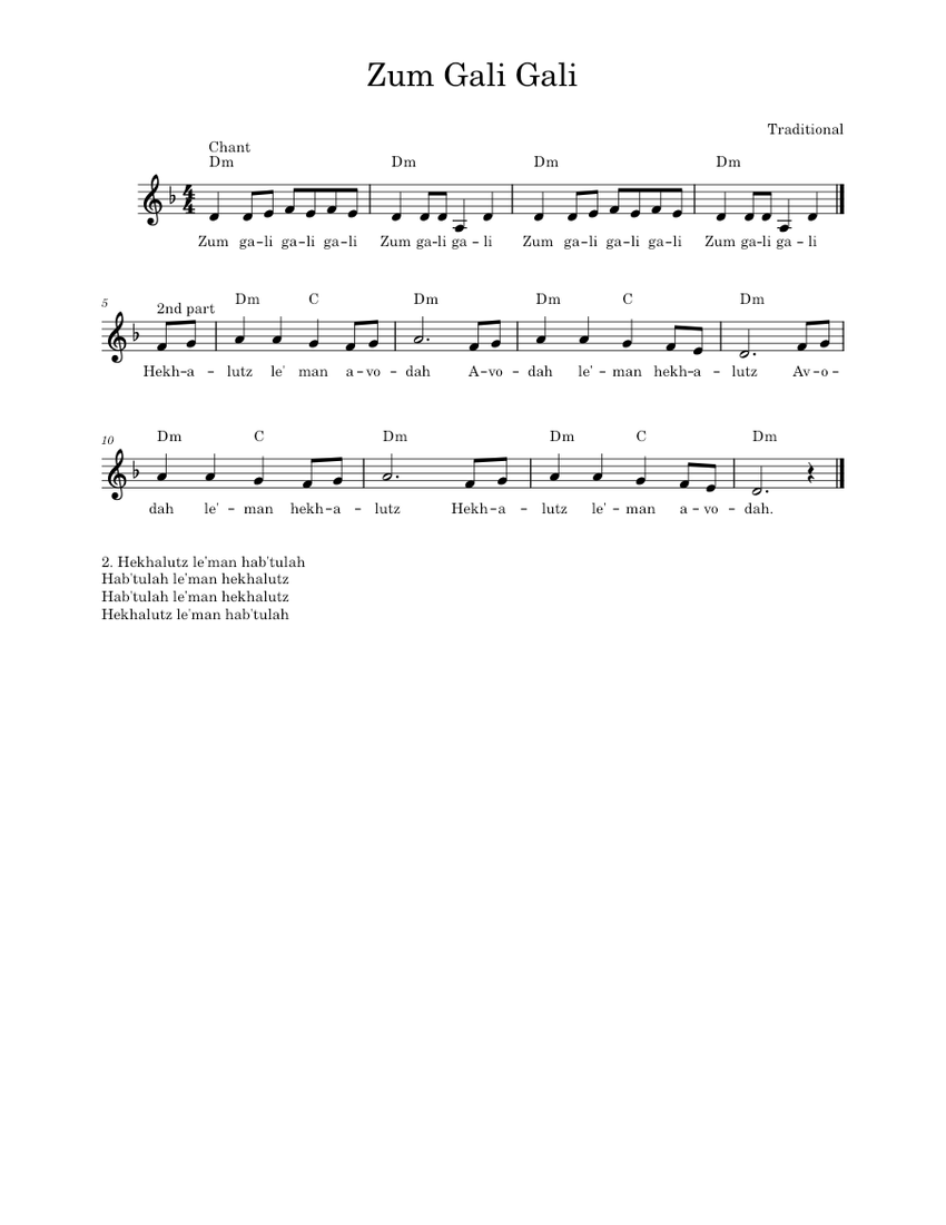 Zum gali gali – Misc Traditional Sheet music for Piano (Solo) Easy ...