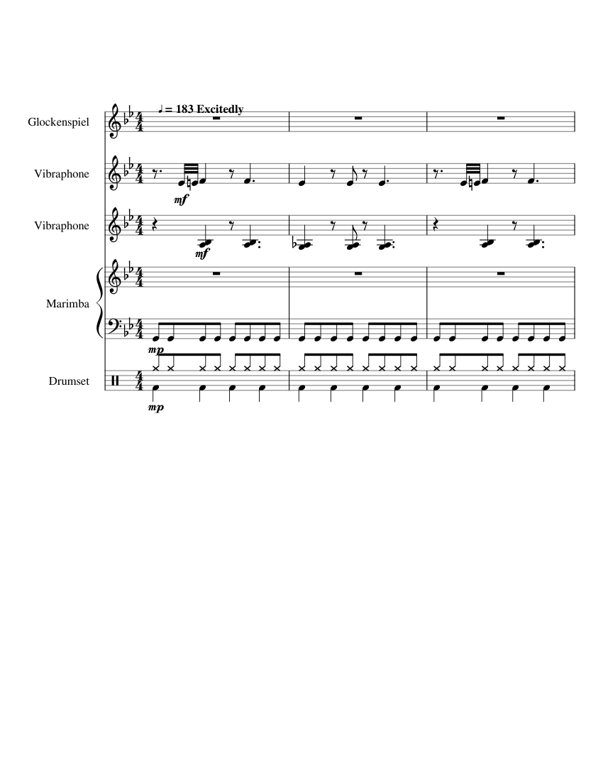 Enemy Approaching Sheet music for Vibraphone, Glockenspiel, Drum group ...