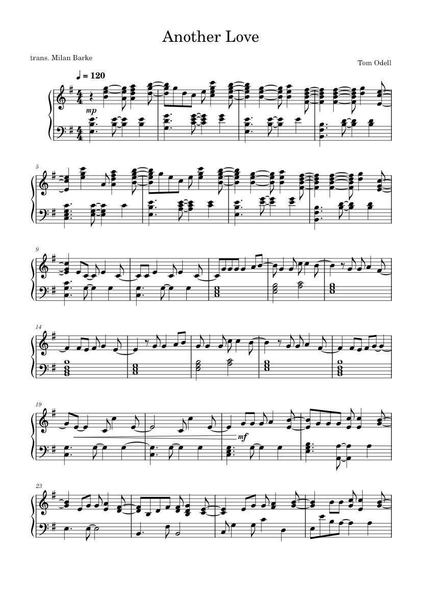 Another Love - Tom Odell Sheet Music for Piano (Solo) | MuseScore.com