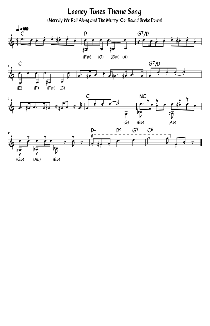Looney Tunes Theme Song (Lead sheet ) Sheet music for Piano (Solo) Easy ...