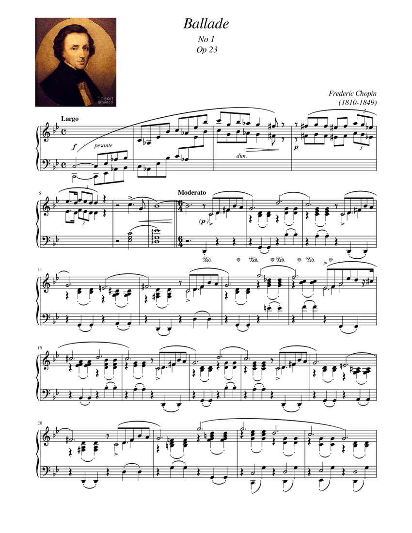 Ballade No. 1 in G Minor Op. 23-Chopin Sheet music for Piano (Solo ...
