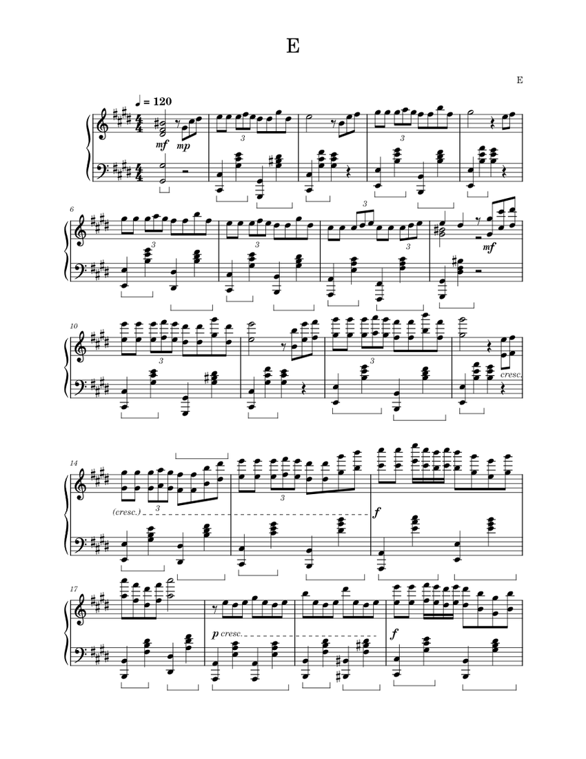 E Sheet music for Piano (Solo) | Musescore.com