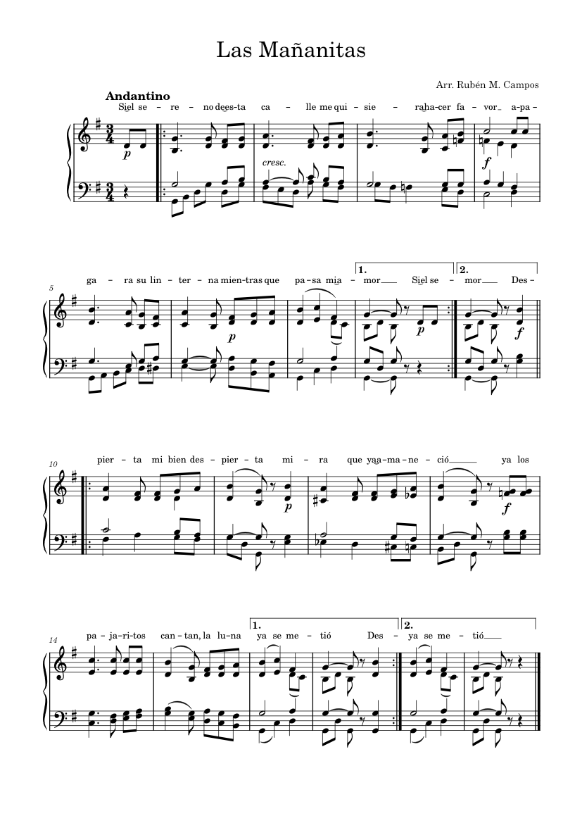 Las Mañanitas Sheet music for Piano (Solo) Easy | Musescore.com