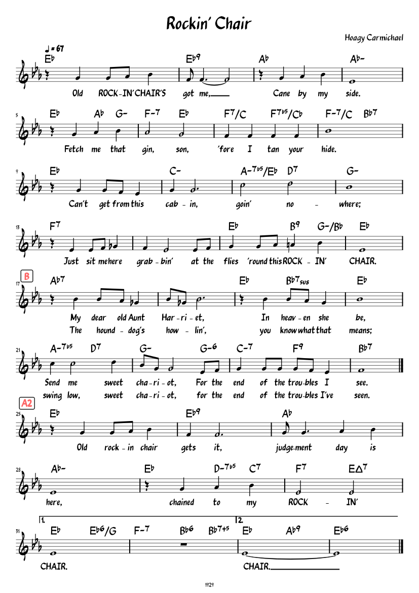 Rockin' Chair (Lead sheet with lyrics ) Sheet music for Piano (Solo ...