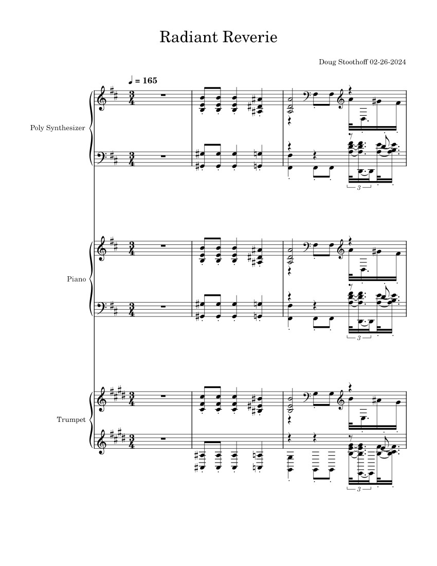 Radiant Reverie Sheet music for Piano, Synthesizer, Trumpet other ...