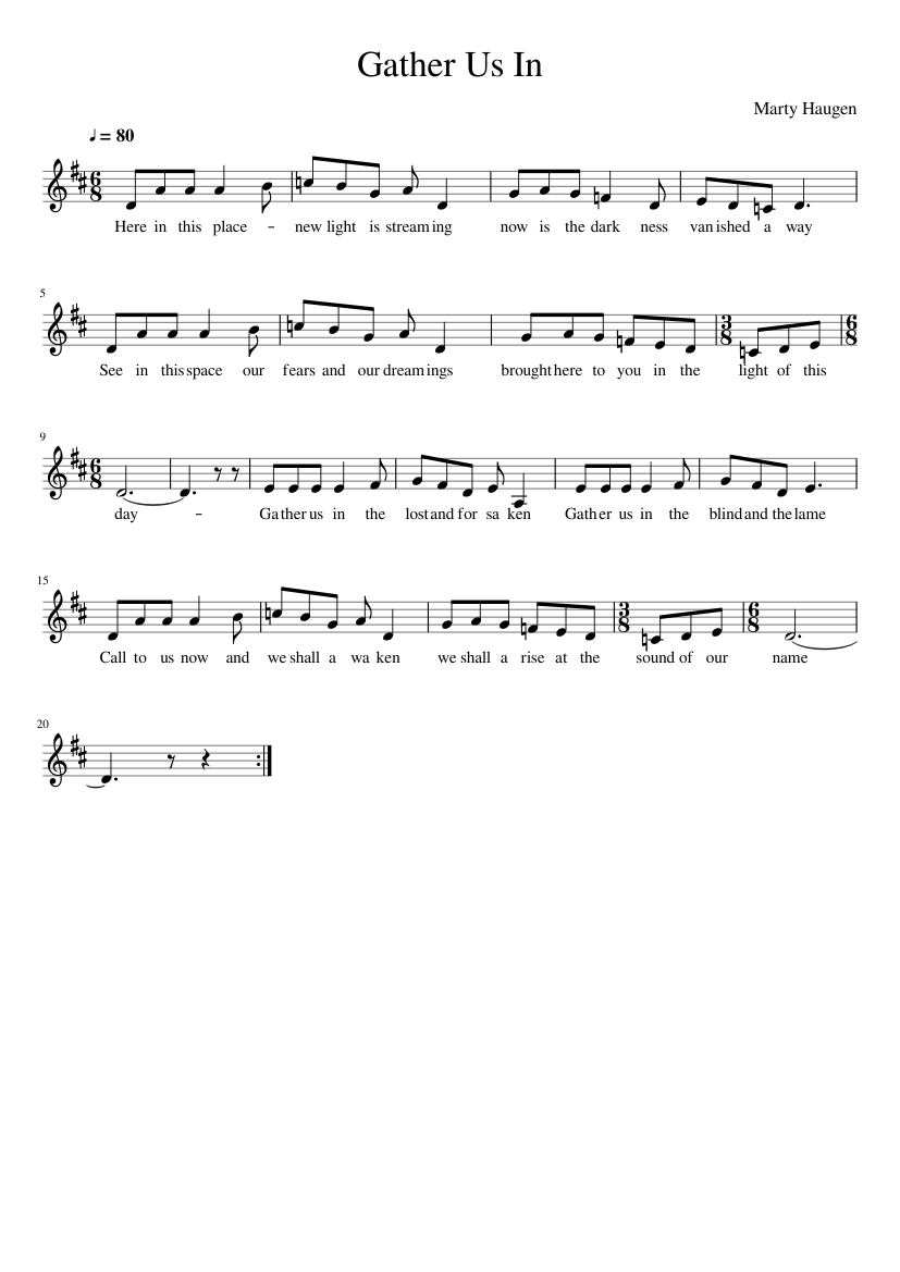 Gather Us In Sheet music for Oboe (Solo) | Musescore.com