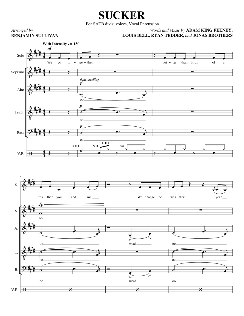 Sucker Sheet music for Soprano, Alto, Tenor, Bass voice & more ...