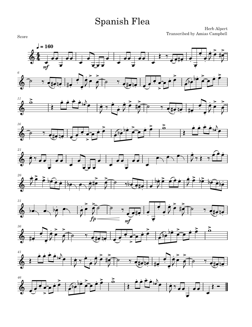 The Spanish Flea for Trumpet Sheet Music for Trumpet in b-flat (Solo ...
