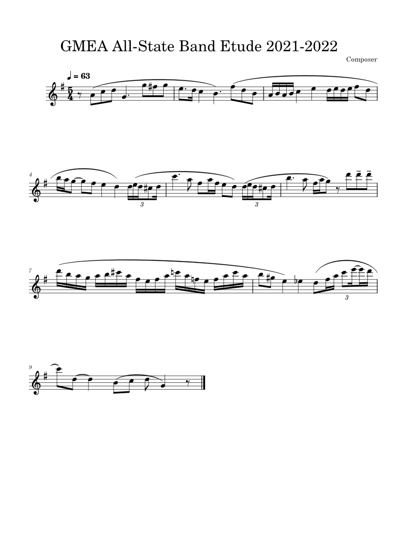 GMEA All-State Band Etude 2021-2022 – gmea etude Sheet music for ...