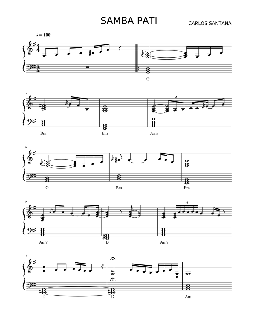 SAMBA PATI Sheet music for Piano (Solo) | Musescore.com