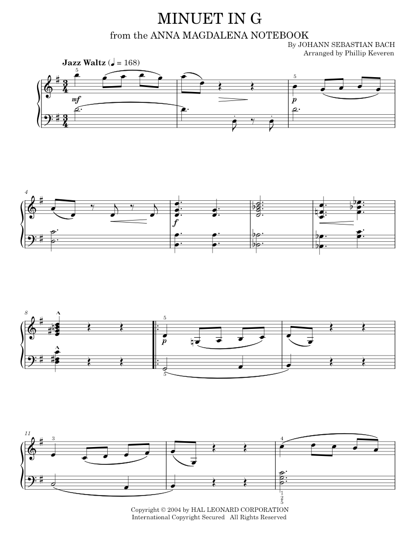 Play Official version of Minuet in G major, BWV Anh.114 Sheet Music by ...