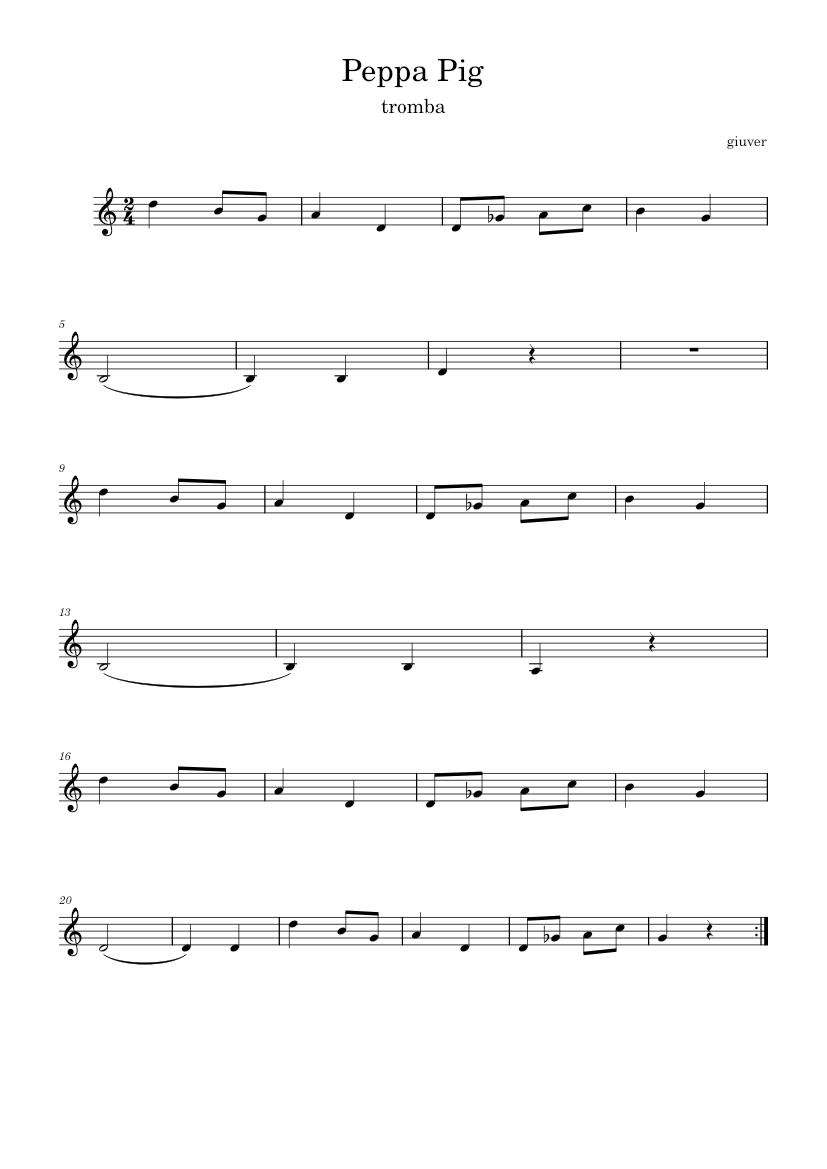Peppa Pig Sheet Music for Trumpet other (Solo) | MuseScore.com