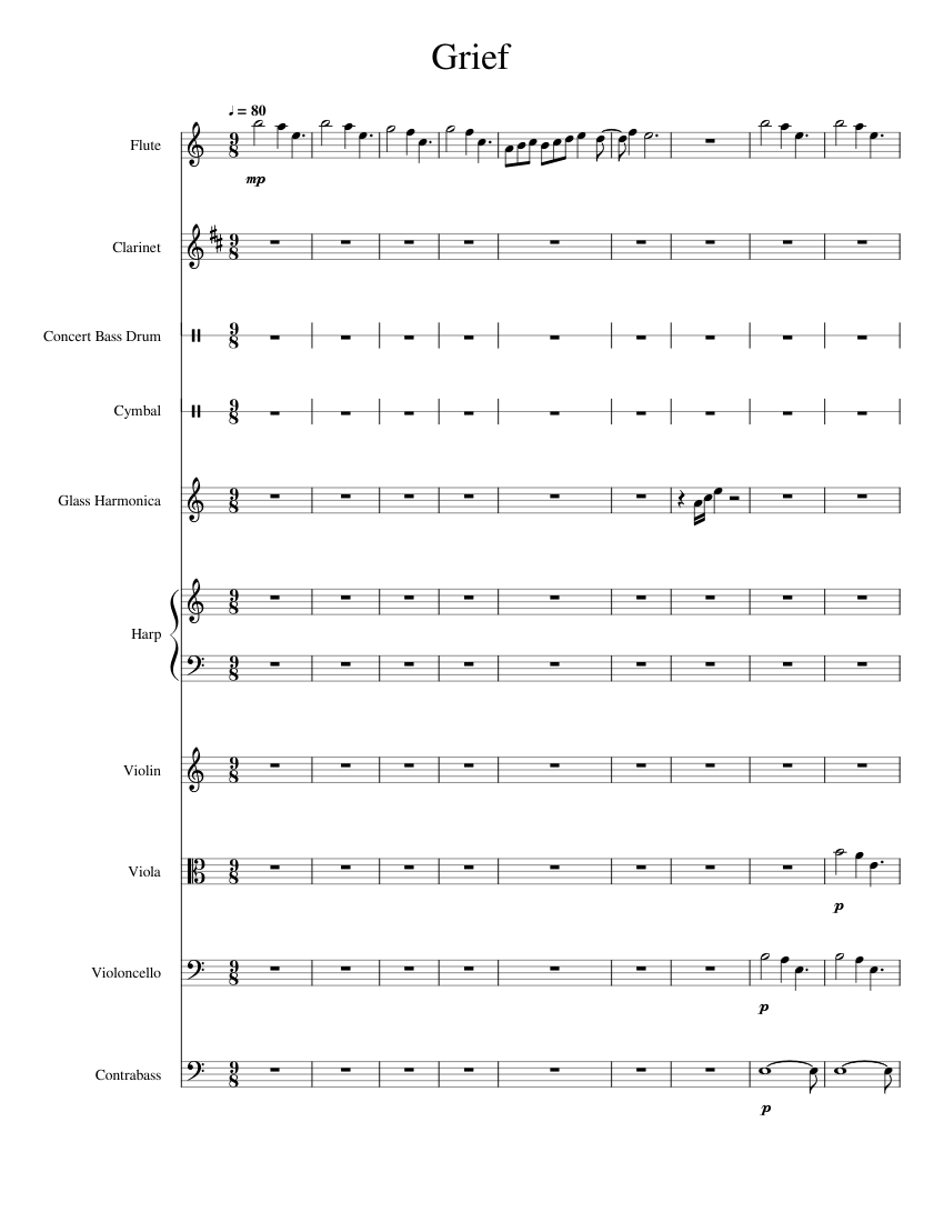 Stages of Grief Sheet music for Flute, Contrabass, Crash, Violin & more ...