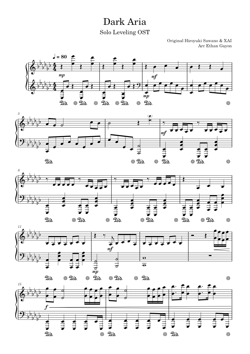 Dark Aria | Piano Arrangement Sheet Music for Piano (Solo) | MuseScore.com