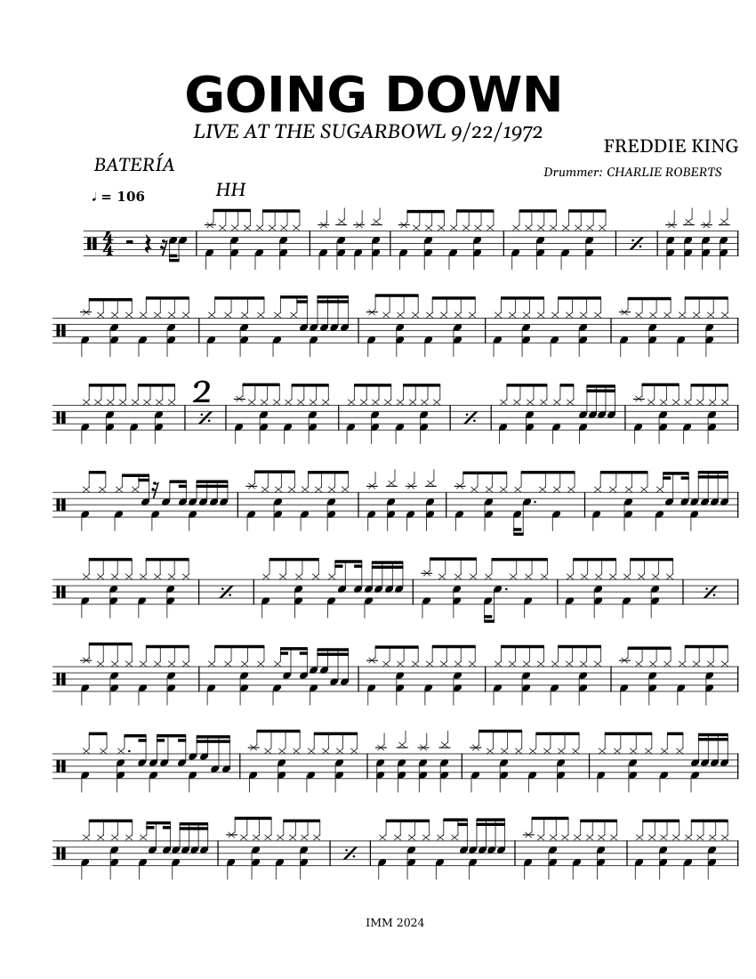 Going down – Freddie King Sheet Music for Drum group (Solo) | MuseScore.com