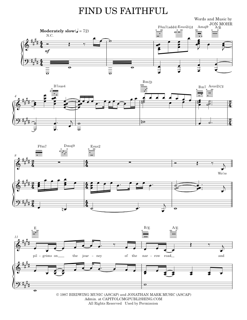 Play Official version of Find us faithful sheet music by Steve Green ...