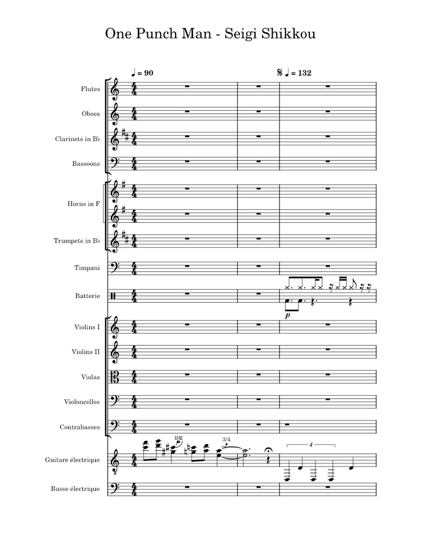 Seigi Shikkou – One Punch Man OST Sheet music for Flute, Oboe, Clarinet ...