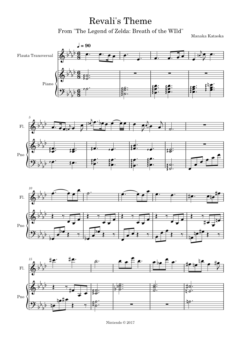 Revali's Theme – Manaka Kataoka Sheet music for Piano, Flute (Solo) | Musescore.com