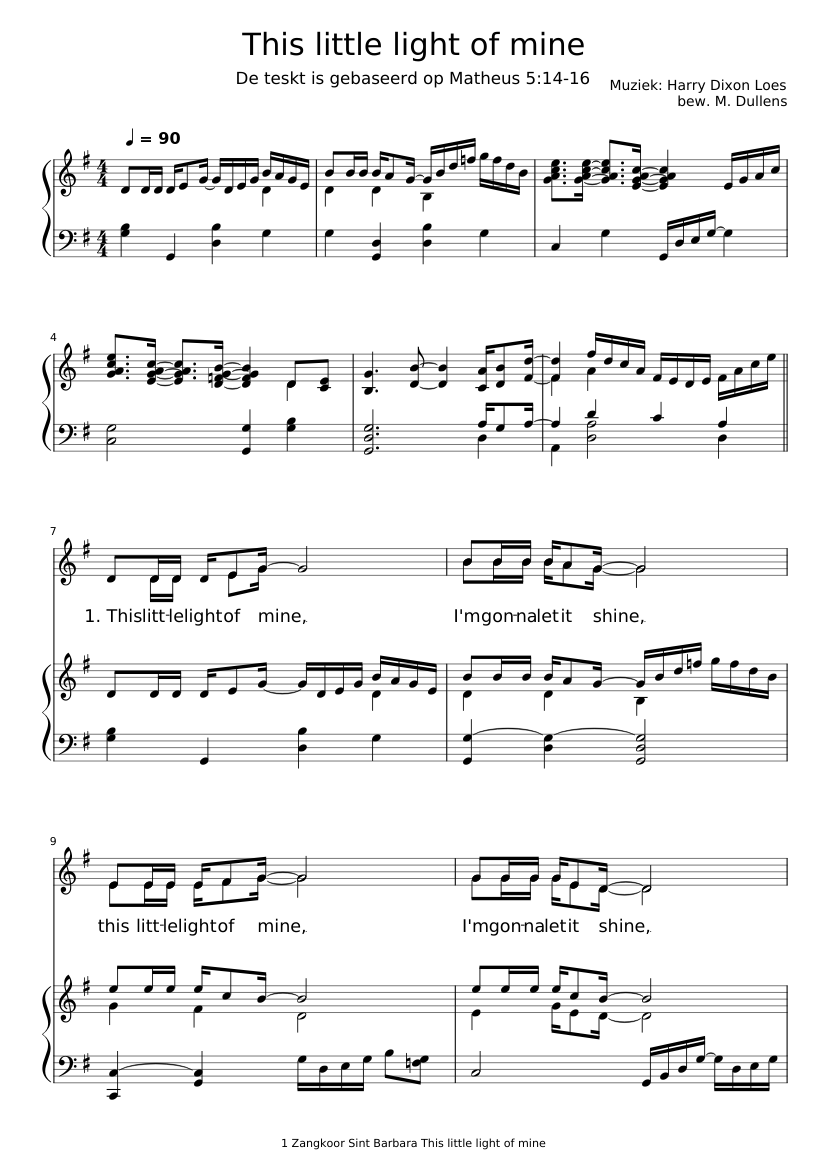 This little light of mine_partituur Sheet music for Piano, Soprano ...