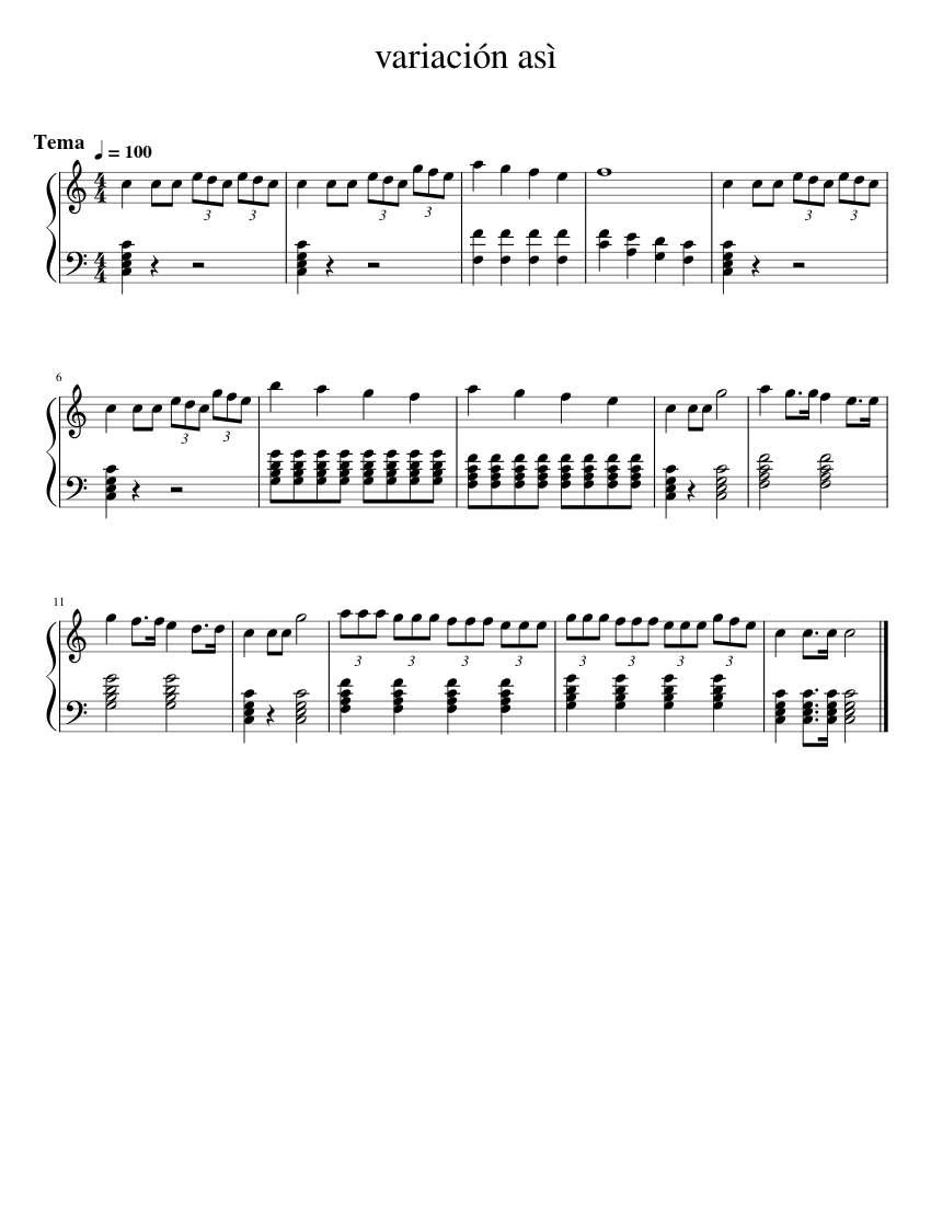 variacion así Sheet music for Piano (Solo) | Musescore.com