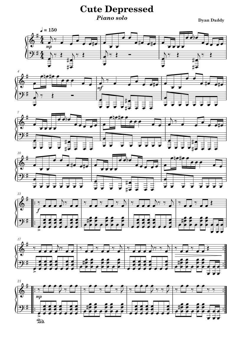 Cute Depressed (Phonk) – Dyan Dxddy Sheet music for Piano (Solo) Easy ...
