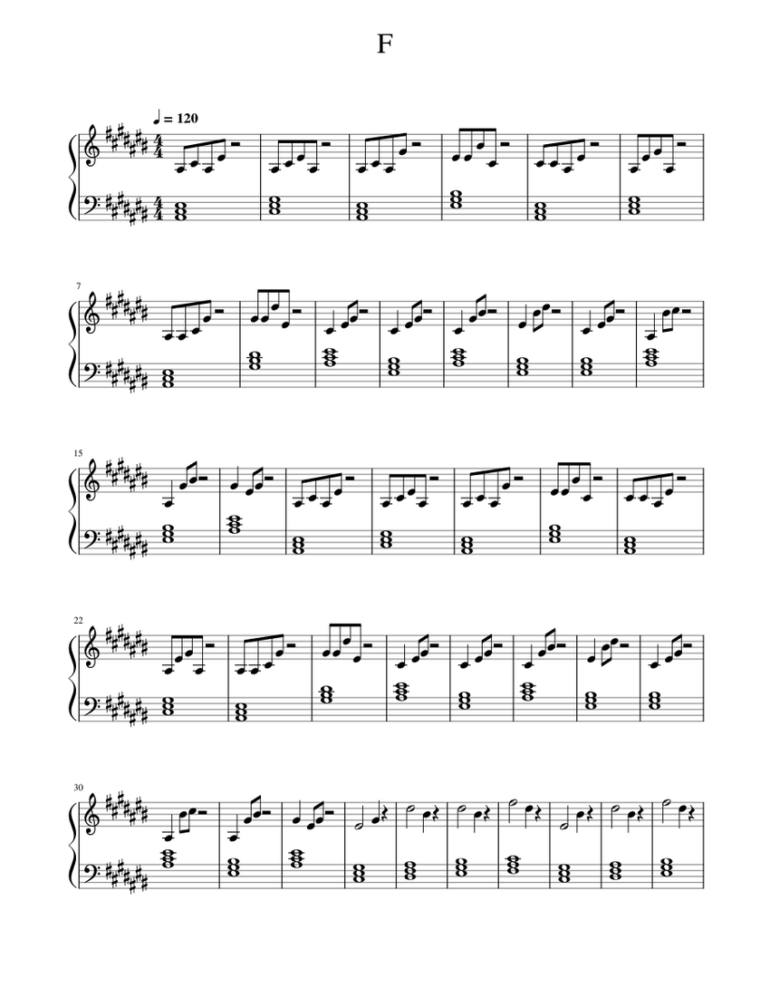 F Sheet music for Piano (Solo) | Musescore.com