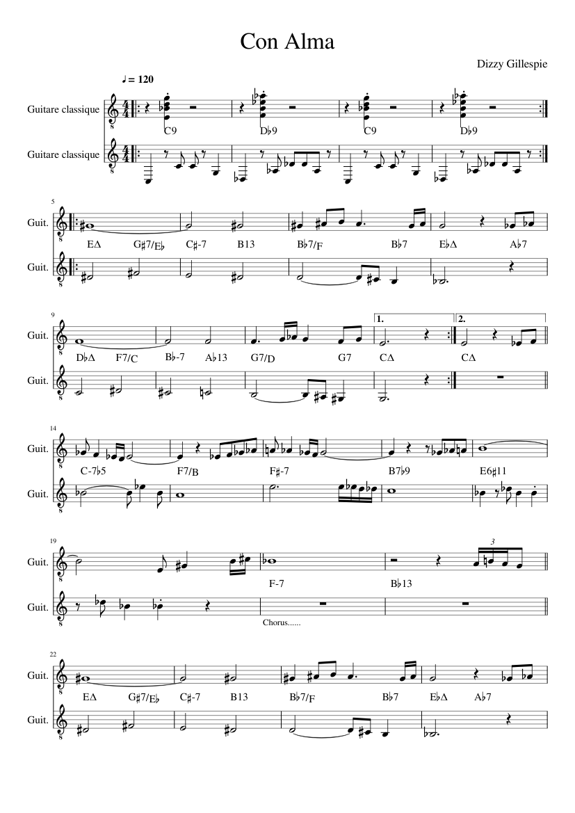 Con Alma Sheet music for Guitar (Mixed Duet) | Musescore.com