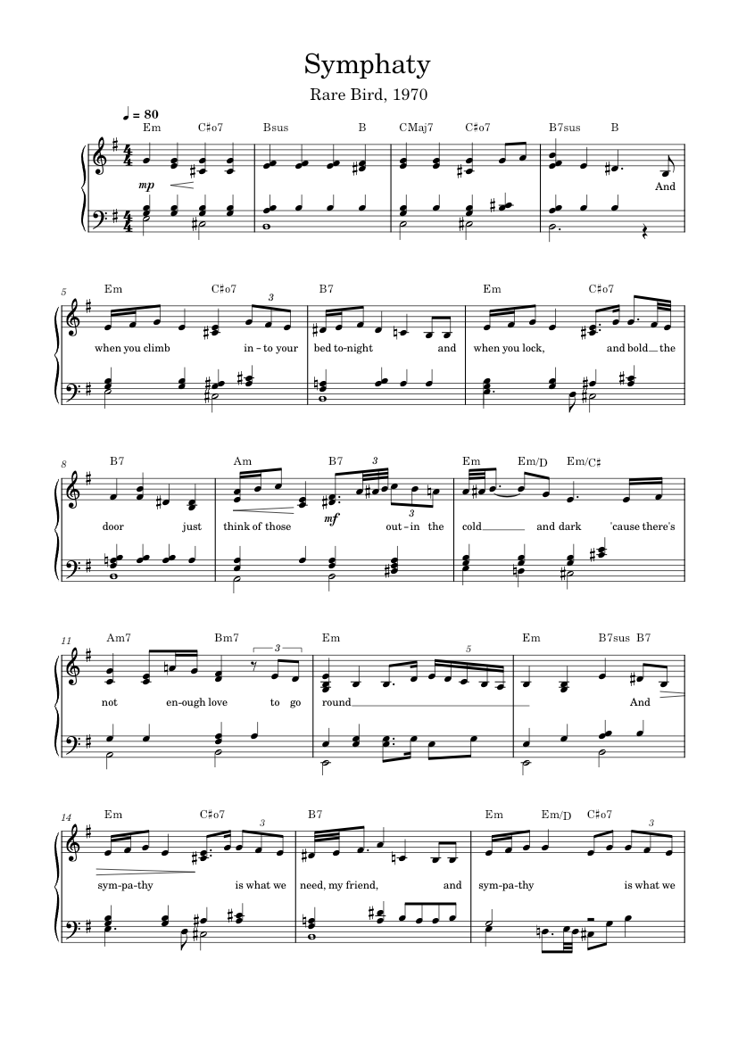 Symphaty - Rare Bird Sheet Music for Piano (Solo) | MuseScore.com