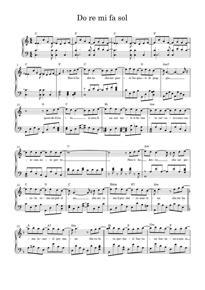 Do re mi fa sol – Claudio Baglioni Sheet Music with Chords for Piano ...