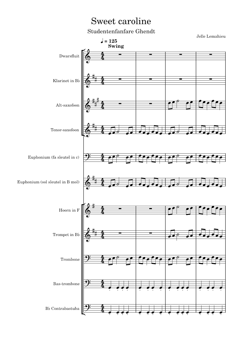 Sweet Caroline - Neil Diamond Sheet music for Trombone, Tuba, Flute ...