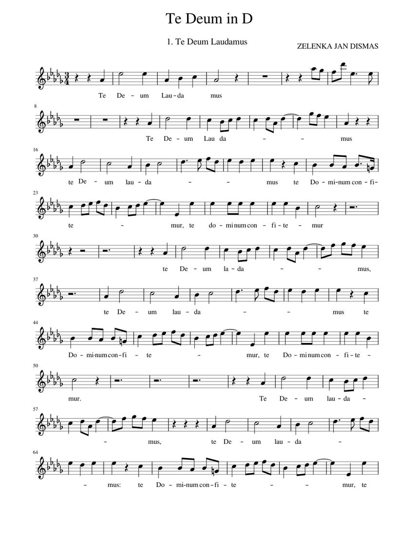 Te Deum in D_selenka Sheet music for Piano (Solo) | Musescore.com