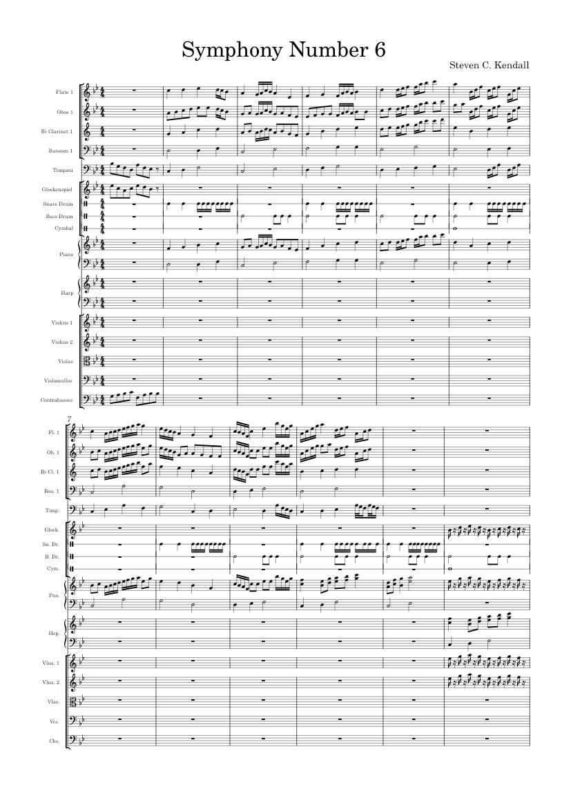 Symphony Number 6 – Steven C. Kendall Sheet music for Piano, Flute, Oboe, Clarinet in b-flat ...
