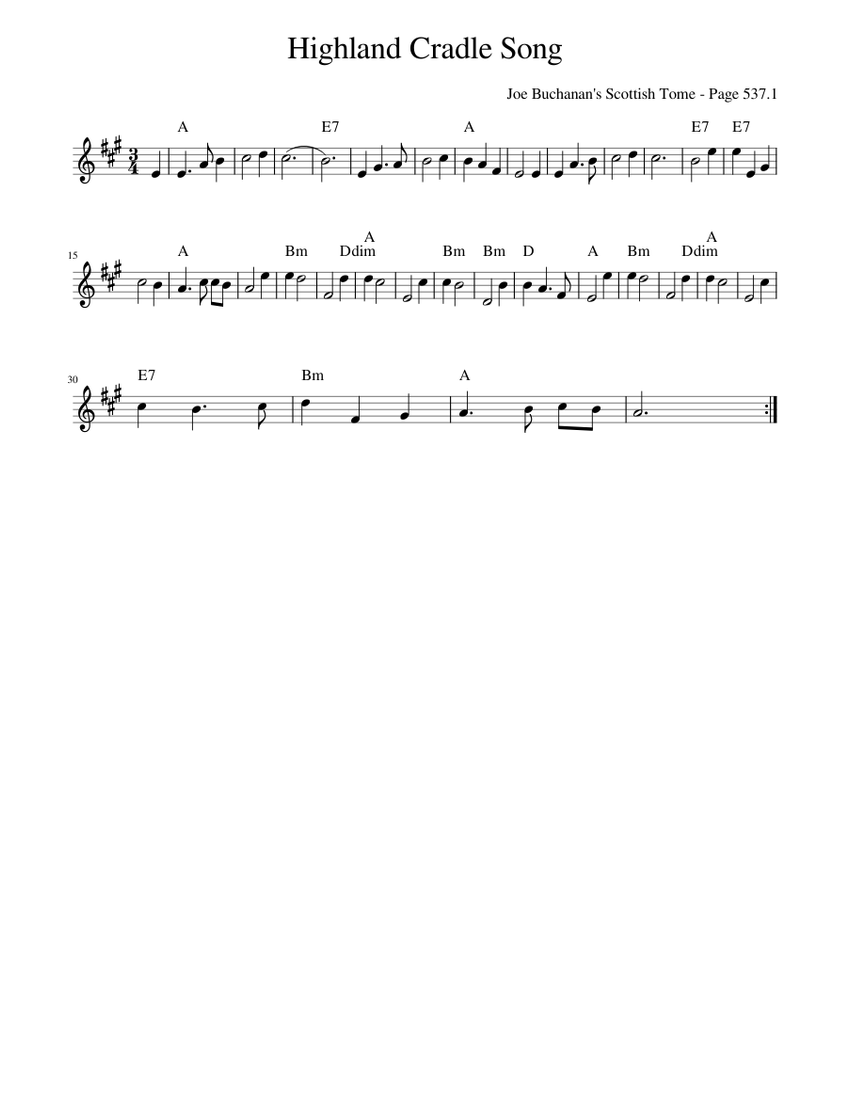 Highland Cradle Song Sheet music for Piano (Solo) Easy | Musescore.com