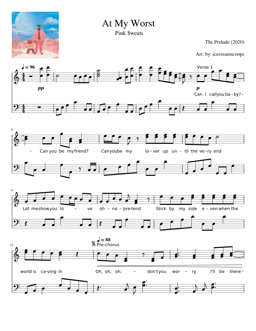 At My Worst - Pink Sweat$ Sheet music for Piano (Solo) | Musescore.com