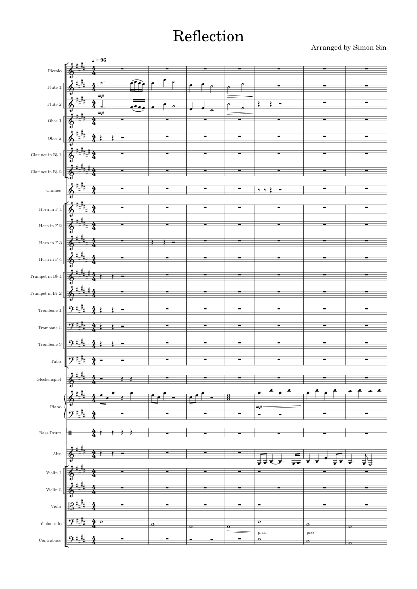 Mulan - reflection – Misc Cartoons Reflection Sheet Music for Piano ...