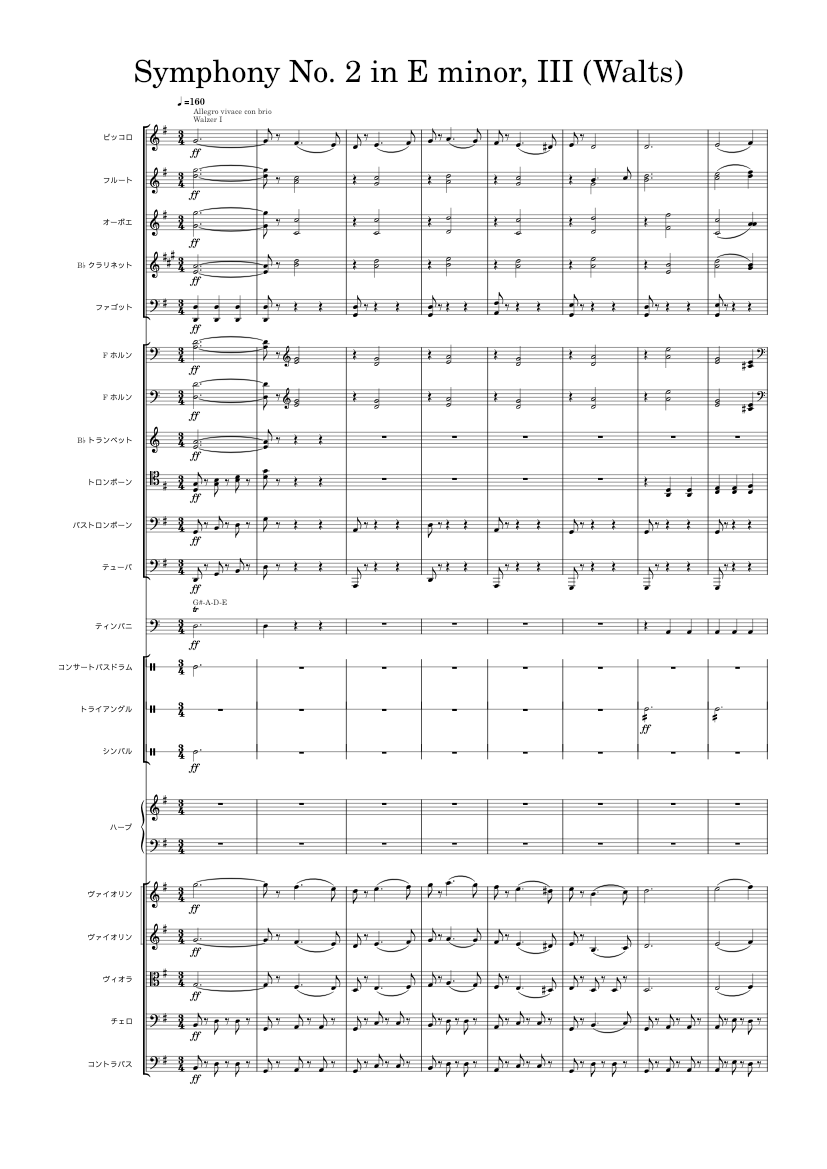 Symphony No. 2 in E minor, op. 2, third movement: Waltz (for Orchestra) – T. Ohgiya Sheet Music ...