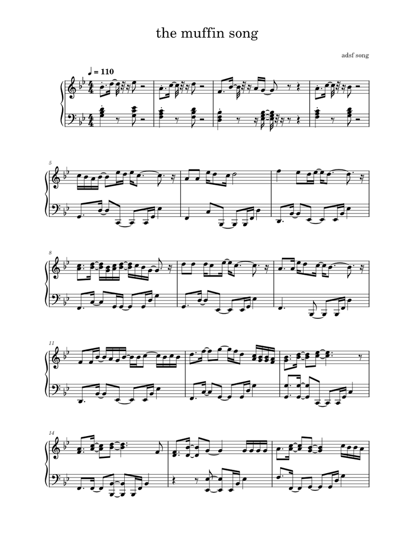 the muffin song Sheet music for Piano (Solo) | Musescore.com