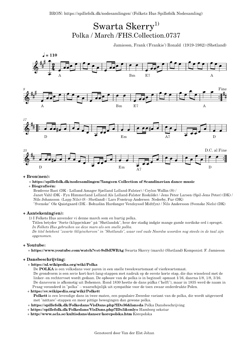 Swarta Skerry (FHS.Collection.0737) Sheet music for Violin (Solo ...