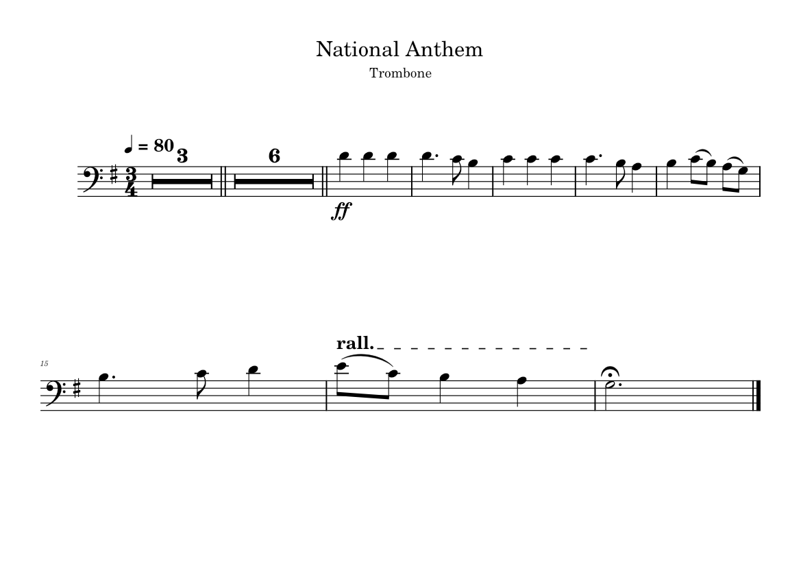 National Anthem (Trombone) Sheet music for Trombone (Solo) | Musescore.com