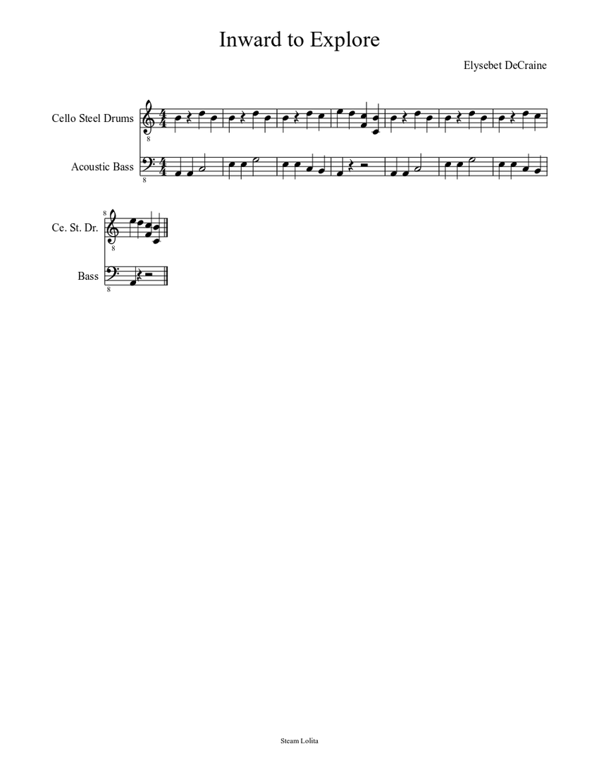 Inward to Explore Sheet music for Bass guitar, Steel drums (Mixed Duet ...